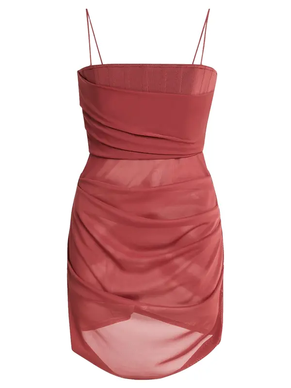 Alex Perry Draped Corset Mini Dress - Cognac