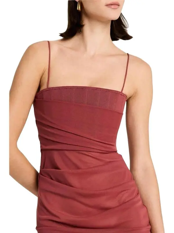 Alex Perry Draped Corset Mini Dress - Cognac