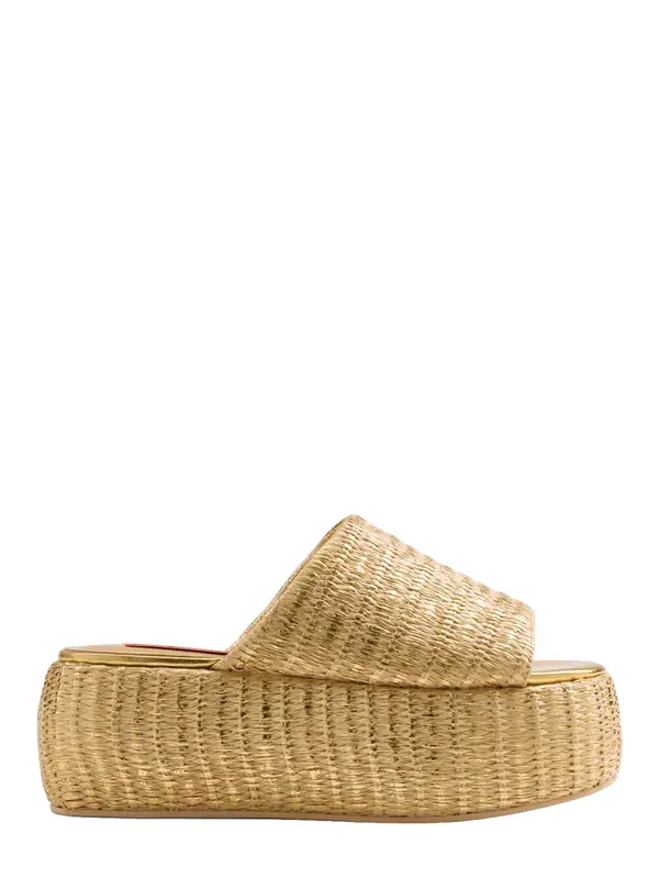 SIMONMILLER Metallic Raffia Cloudy Platform Sandals - Goldnatural