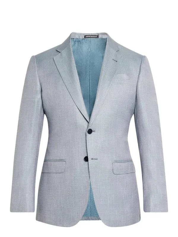 Emporio Armani Textured Micro-grid Sport Coat - Light Blue