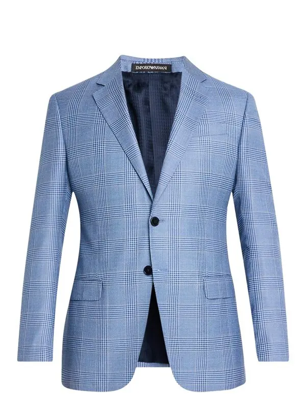 Emporio Armani Houndstooth Plaid Sport Coat - Blue
