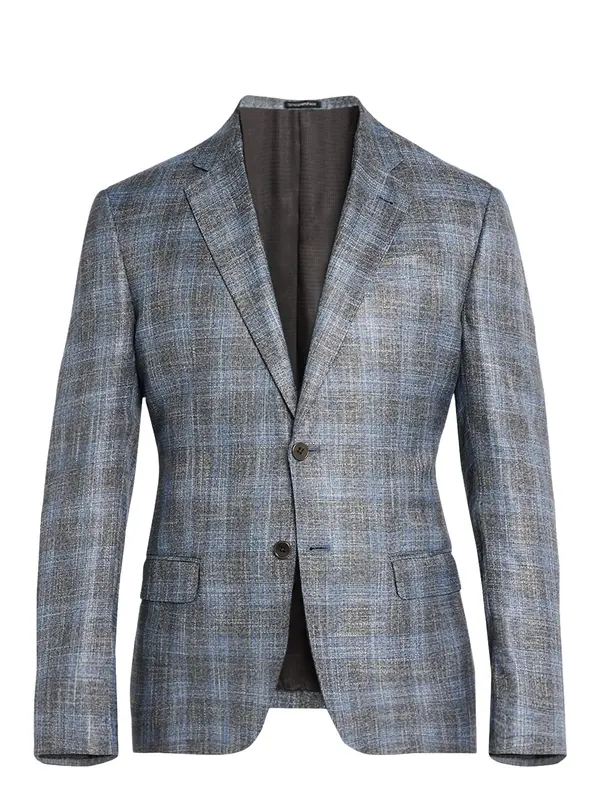 Emporio Armani Textured Plaid Sport Coat - Charcoal