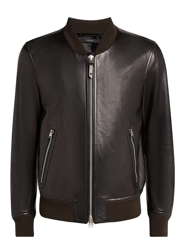 TOM FORD Nappa Leather Zip-up Bomber Jacket - Black