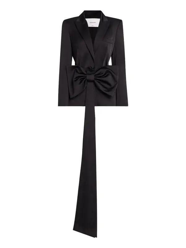SANS FAFF Sloan Satin Blazer With Detachable Bow - Black
