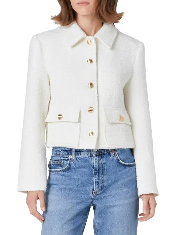 Endless Rose Bouclé Tweed Boxy Jacket - Cream