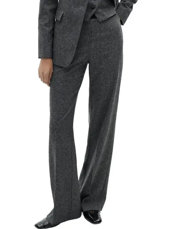 Mango Marbled Wool-blend Suit Trousers - Black