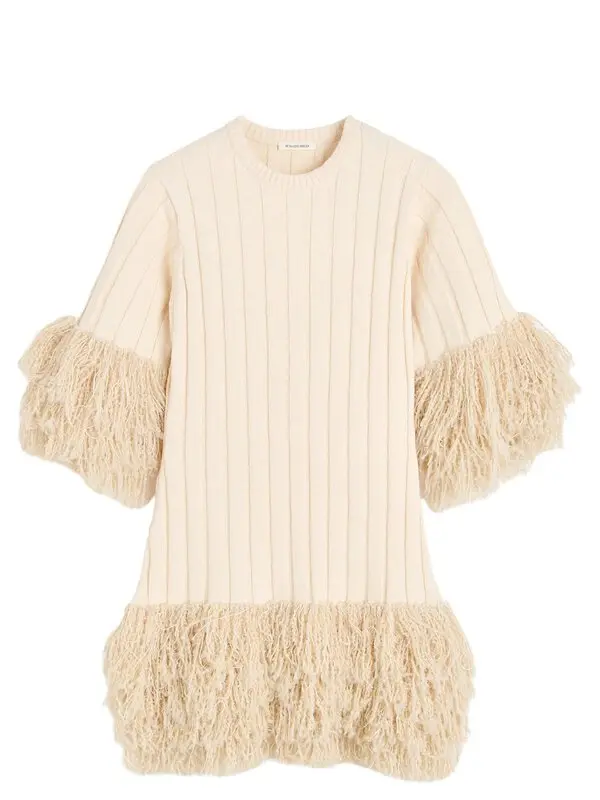 BY MALENE BIRGER Lina Shearling-trimmed Mini Dress - Off-white