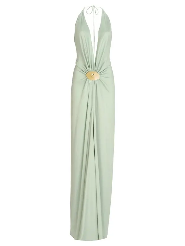 Silvia Tcherassi Aiko Gathered Maxi Dress - Light Blue