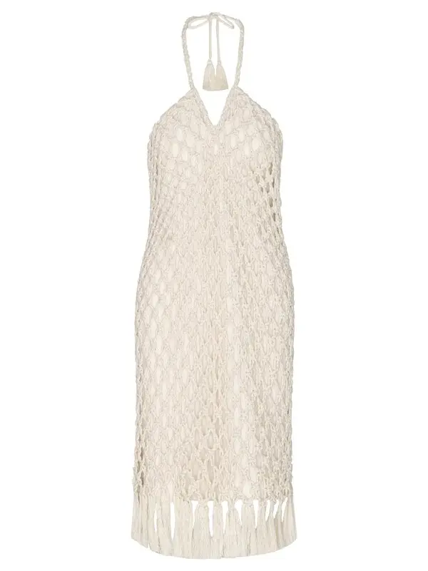 ANDRES OTALORA Mi Caprichito Macrame Midi Dress - Ivory