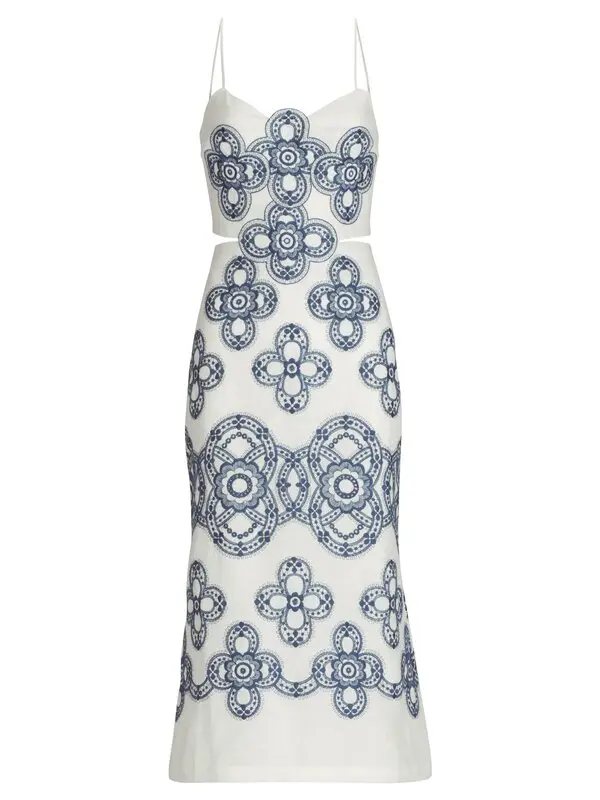 Silvia Tcherassi Ceres Linen-cotton Midi Dress - Multi