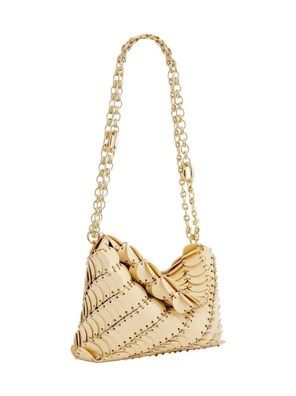 Rabanne Leather Paillette Shoulder Bag - Gold