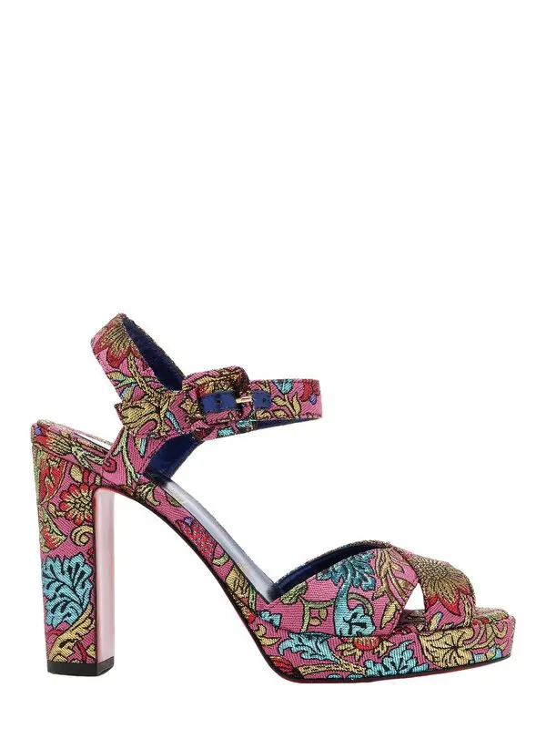 CHRISTIAN LOUBOUTIN Cora 100 Jacquard Florea Sandals - Pink