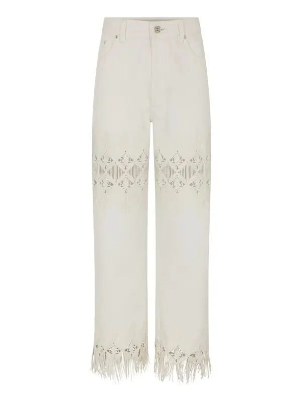 Rabanne Embroidered Straight-leg Pants - Off-white