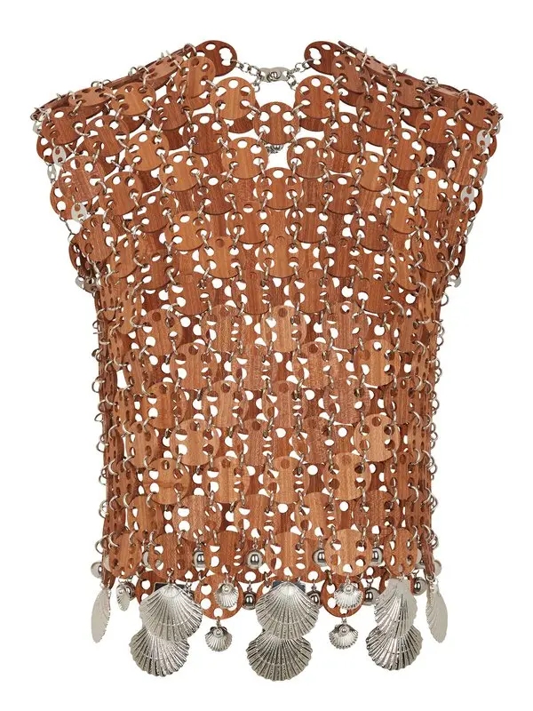 Rabanne Wood Chainmail Top - Brown