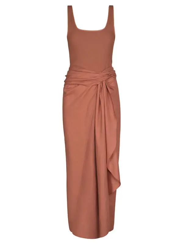 Johanna Ortiz Encanto Pacifico Linen-blend Maxi Wrap Dress - Tan