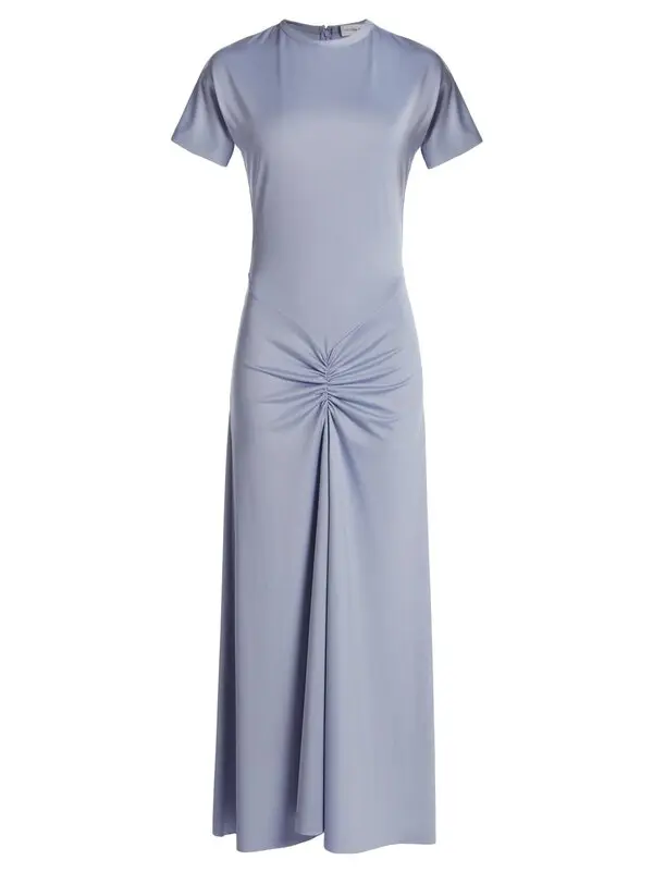 Victoria Beckham Gathered Jersey Midi Dress - Light Blue