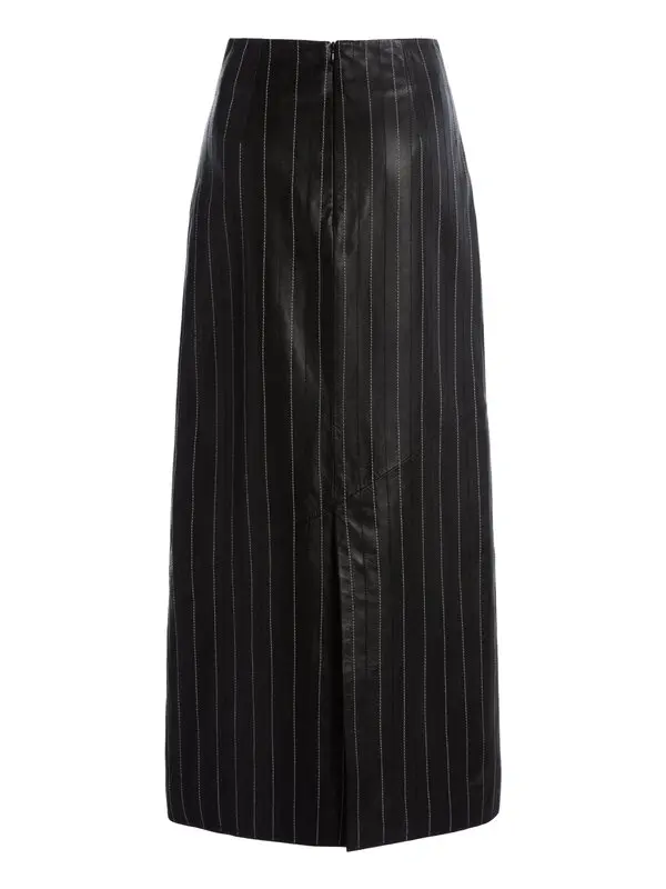 Victoria Beckham Contrast-stitch Leather Midi Skirt - Black,white