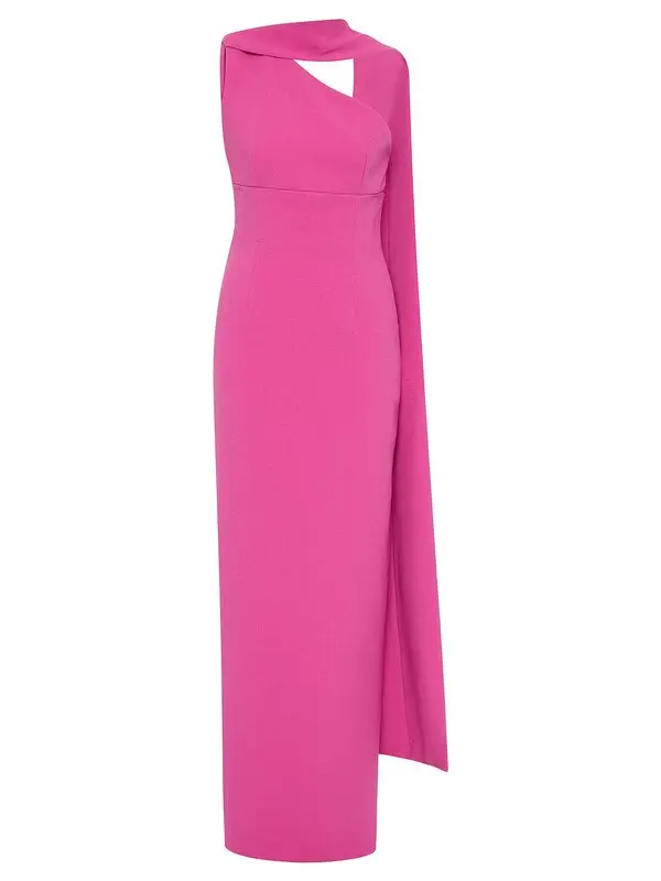 Rachel Gilbert Clara Single Shoulder Capelet Gown - Pink