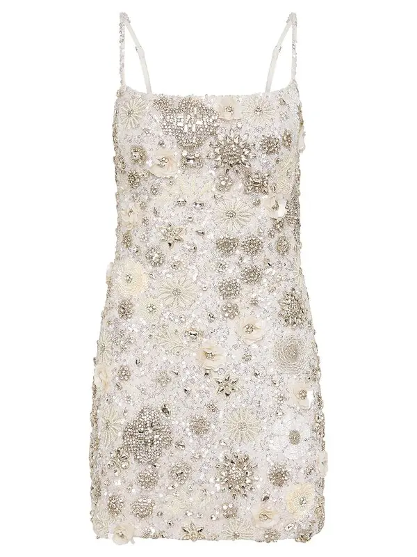 Rachel Gilbert Francesca Floral-embroidered Tulle Mini Dress - Ivory