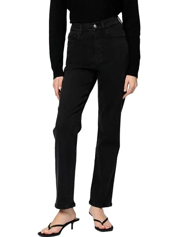 Warp + Weft High Rise Straight Leg Jeans - Jet Black