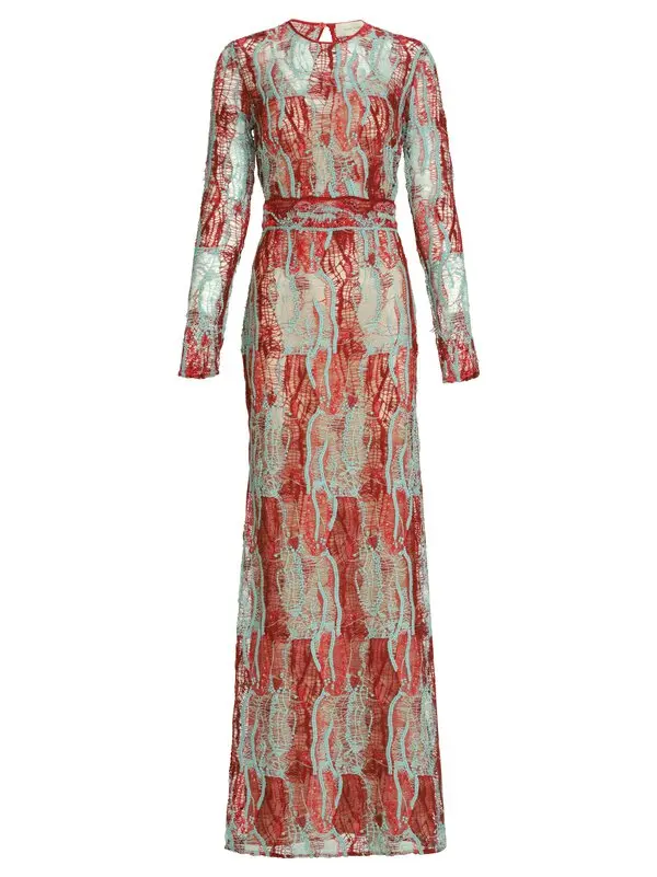 Silvia Tcherassi Barisa Guipure Lace Maxi Dress - Multi
