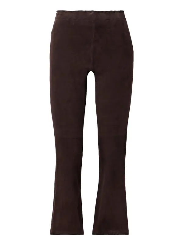 Stouls Jp Twenty Cropped Suede Flared Leggings - Brown