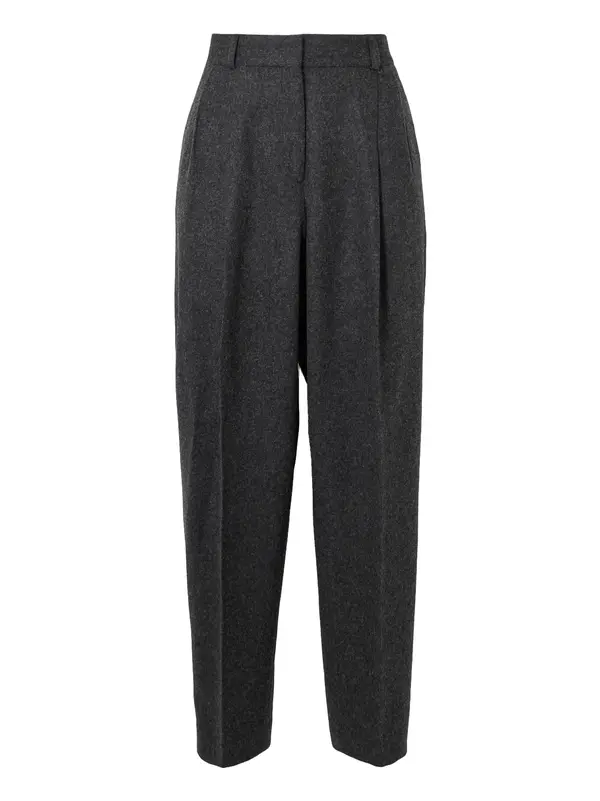 TOTEME Pleated Wool-blend Straight-leg Trousers - Gray