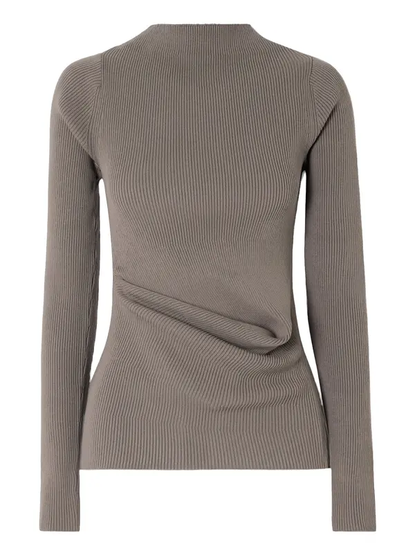 Rick Owens Draped Ribbed-knit Top - Brown