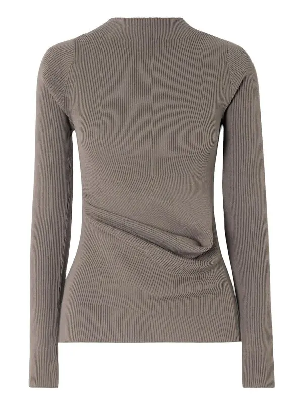 Rick Owens Draped Ribbed-knit Top - Brown