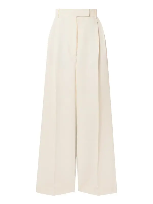 RÓHE Pleated Recycled-twill Wide-leg Trousers - Neutrals