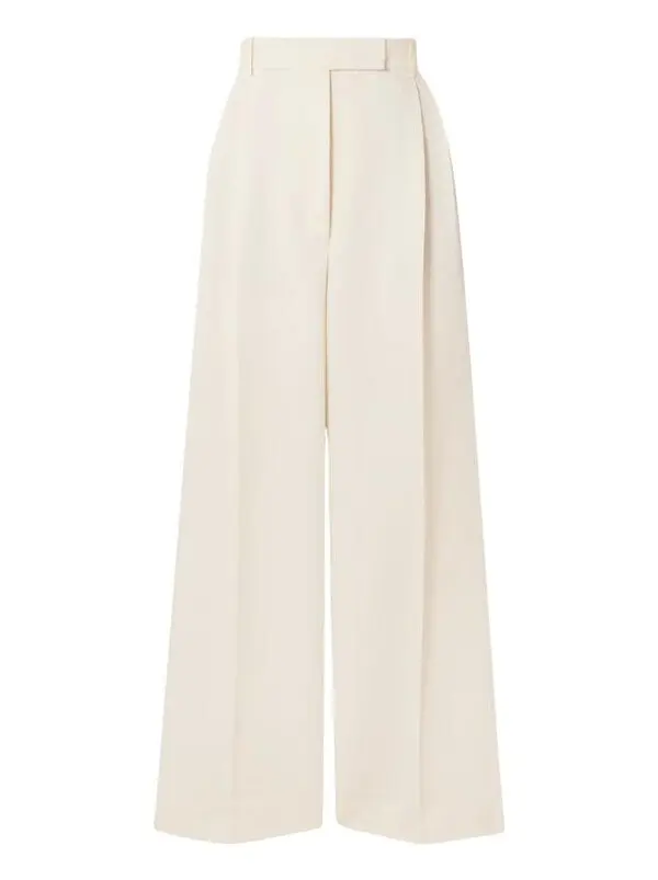 RÓHE Pleated Recycled-twill Wide-leg Trousers - Off-white