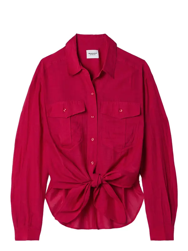 MARANT ETOILE Nath Organic Cotton-blend Voile Shirt - Red
