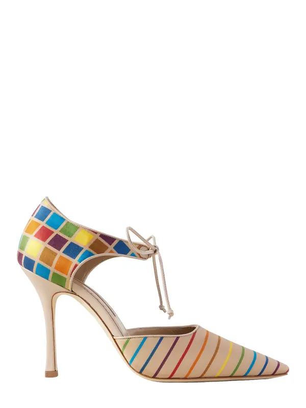 Manolo Blahnik Estho 105 Printed Silk-twill Pumps - Multi