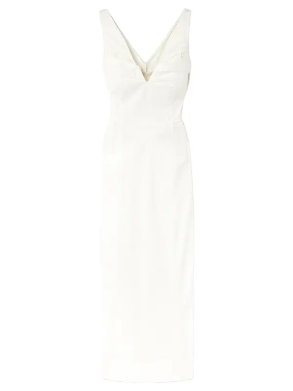 Faithfull The Brand Desord Pleated Cotton-poplin Midi Dress - White