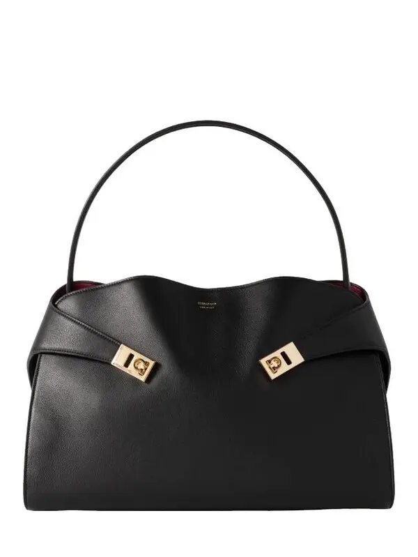 FERRAGAMO Hug Medium Leather Tote - Black