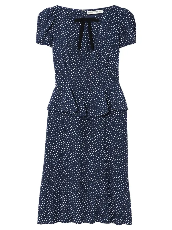 Alessandra Rich Bow-detailed Ruffled Polka-dot Silk Midi Dress - Blue