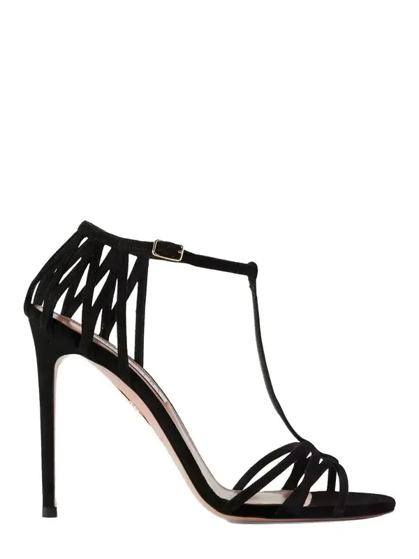 AQUAZZURA Forever More 105 Suede Sandals - Black