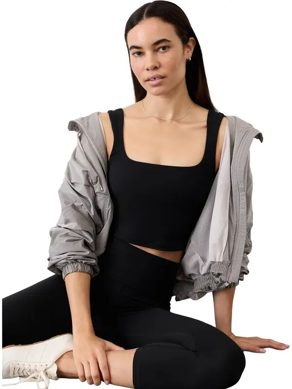 Athleta Transcend Square Neck Crop Sports Bra A-c - Black