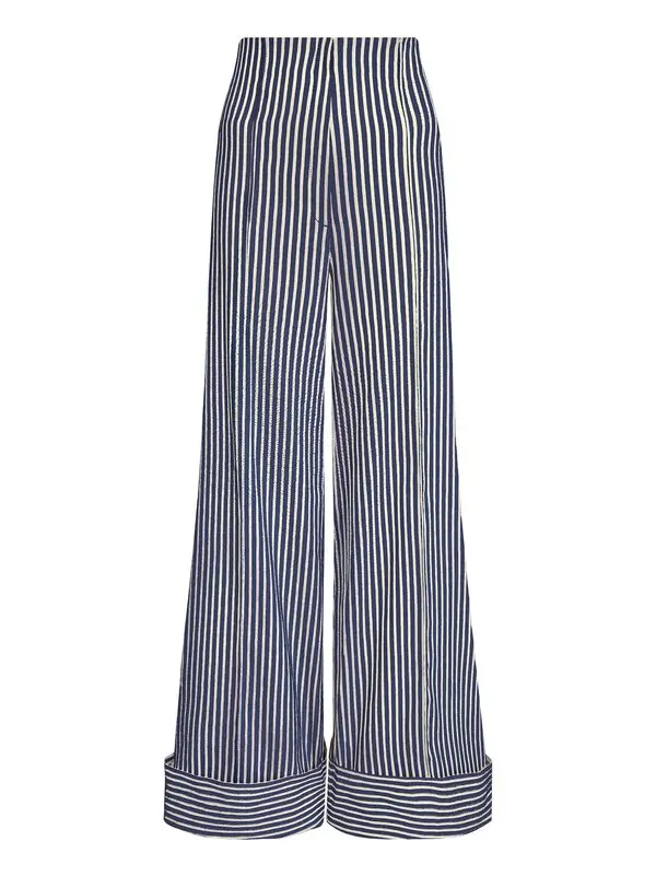 ANDRES OTALORA Refugios Cotton Twill Wide-leg Pants - Navy