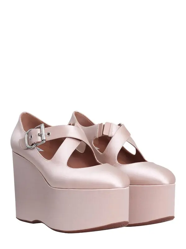 Alaïa Criss-cross Satin Platform Pumps - Pink