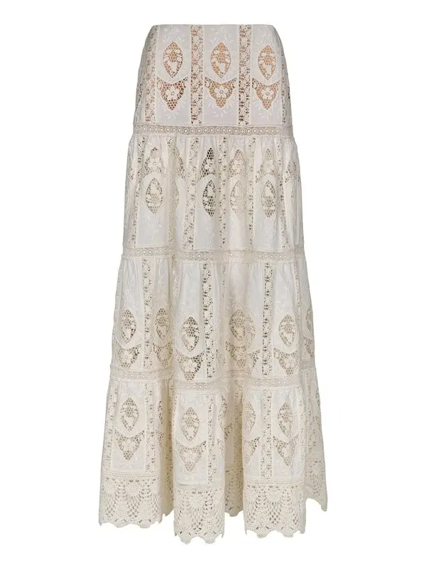 Johanna Ortiz Highlighted Fields Maxi Skirt - Ivory