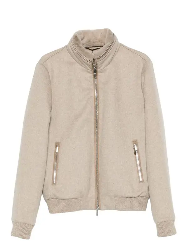 MOORER Zip Up Jacket - Beige