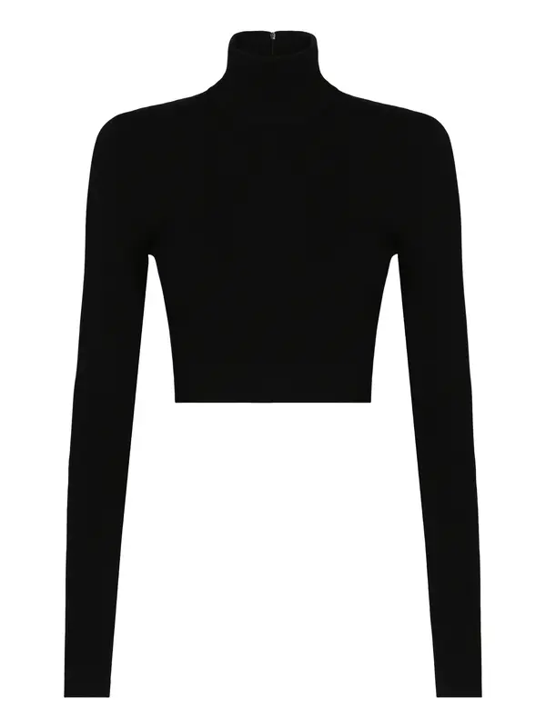 Dolce & Gabbana Cropped Turtleneck Top - Black