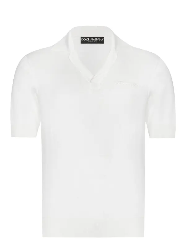 Dolce & Gabbana Silk Polo-shirt With Embroidery - White
