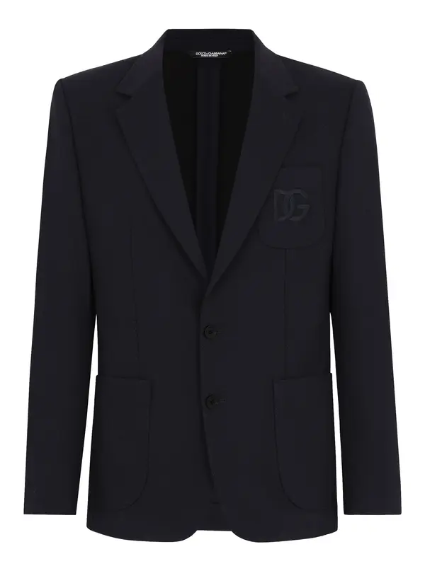 Dolce & Gabbana Single-breasted Jacket With Dg Logo - Blue