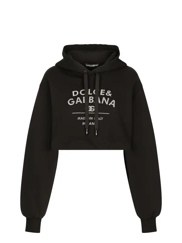 Dolce & Gabbana Jersey Hoodie With Logo Lettering - Black