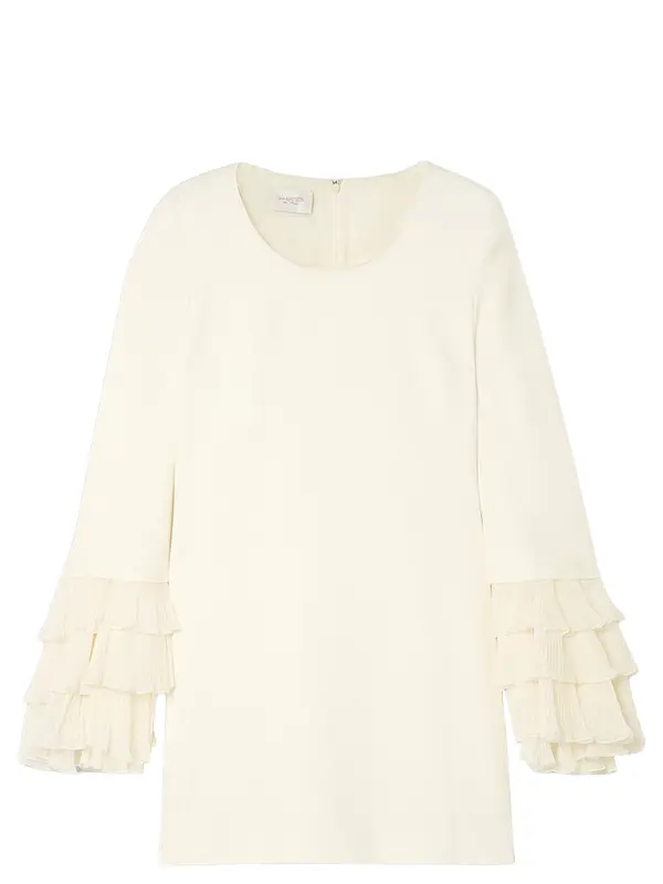 Giambattista Valli Ruffled Plissé Silk And Cady Mini Dress - Ivory