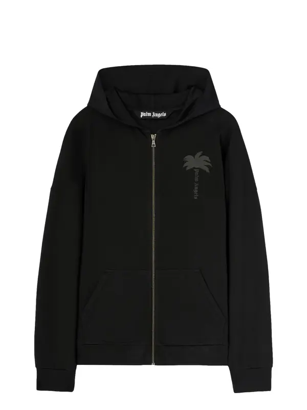 Palm Angels Zipped Hoodie - Black
