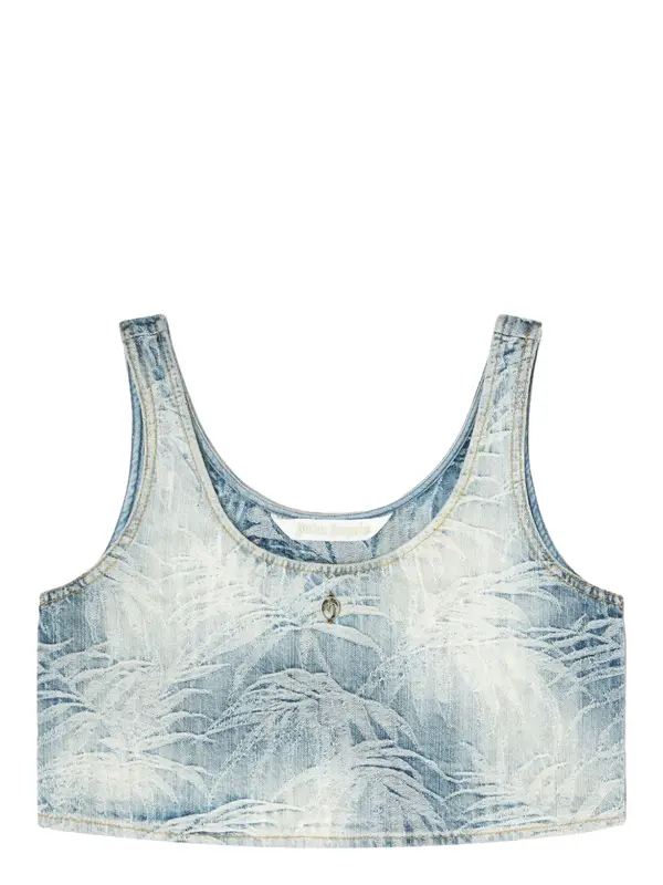 Palm Angels Palms Denim Top - Blue