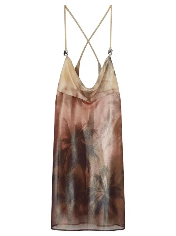 Palm Angels Sunset Palms Mini Dress - Neutrals